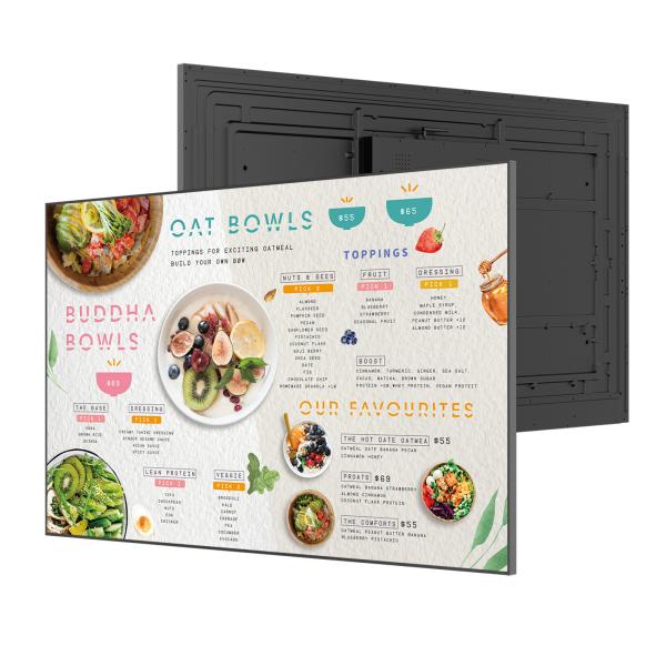Quality 43Inch Digital Menu Boards Wall Mounted Advertising Screen 1000Nits for sale