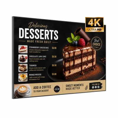 China 4K 55 Inch Android 14 LCD Display for Dessert Shop, Bakery & Patisserie Showcase for sale