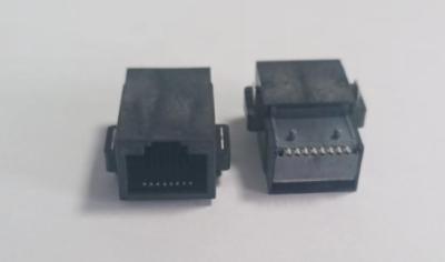China Right Angle 8P8C RJ45 Female Connector 10 / 100 Base-T Magnetic With G / Y LED Pipes for sale