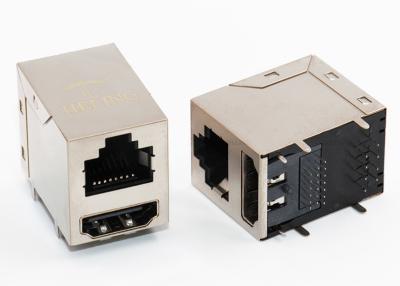China 8P8C Female Connector RJ45 With HDMI / USB Stacked 2x1 For Data / Signal Transmissions for sale
