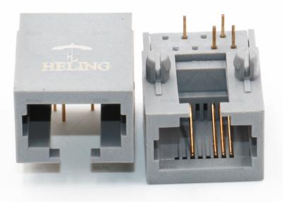 China Single Port RJ45 Connector Cat 5 PCB Mount Grey Housing Tab Down Latch for sale