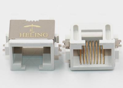 China White Straight Push In Type SMT RJ45 Connector , 8P8C RJ45 Surface Mount Jack for sale