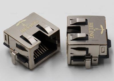 China Offset / PIP PCB RJ45 Jack 90 Degree , PCB Modular Jack With EMI Gasket for sale