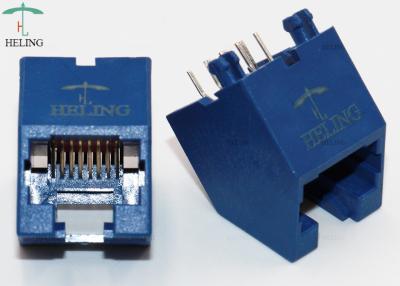 China Unshielded 45 blaue Farbe des Grad-RJ45 der Buchsen-8P8C THT für Fernmeldeausrüstung zu verkaufen