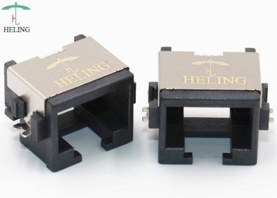China Brass Shielded Low Profile RJ45 , Tab Up Female Lan SMT Connector RJ45 Waterproof for sale