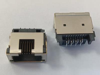 China Right Angle RJ45 Female Connector , Shielded Low Profile RJ45 for sale