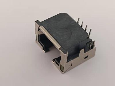 China Verbindungsstück 8P8C rechtwinkliger einzelner Port-RJ45 PWB-Berg ultra flach mit LED ausgerichtet zu verkaufen