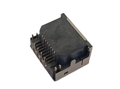 China Verbindungsstück 8P8C rechtwinkliger einzelner Port-RJ45 PWB-Berg ultra flach mit LED ausgerichtet zu verkaufen