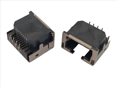 China Verbindungsstück 8P8C rechtwinkliger einzelner Port-RJ45 PWB-Berg ultra flach mit LED ausgerichtet zu verkaufen