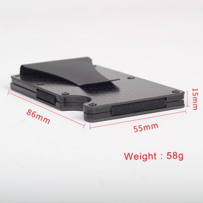 China RFID blocking aluminum metal slim wallet money clip carbon fiber card holder for sale
