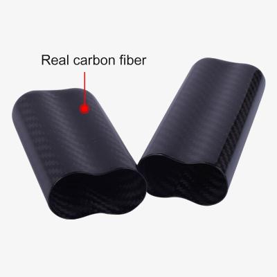 China 2 Cigar Black Glossy Carbon Fiber Cigar Case Holders Humidors for sale