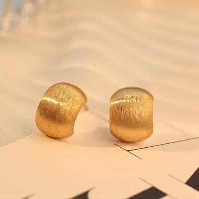 China Rose Gold 18K Au750 For Women Engagement Earrings And Gold Wedding Band Solid Gold Simple Glaze Earrings 8.35*11mm Jewel for sale