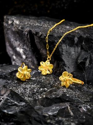 China Christmas gift jewelry 18K gold customized type flower pendents rings earrings for sale