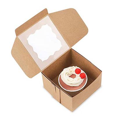 China Custom Valentines Cake Takeout Food Pastry Macarone Bento Kraft Paper Box with Window for sale