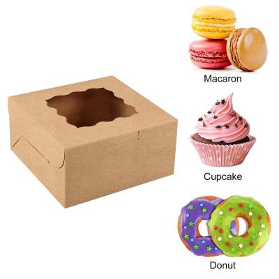 China Custom Valentines Cake Takeout Food Pastry Macarone Bento Kraft Paper Box with Window for sale