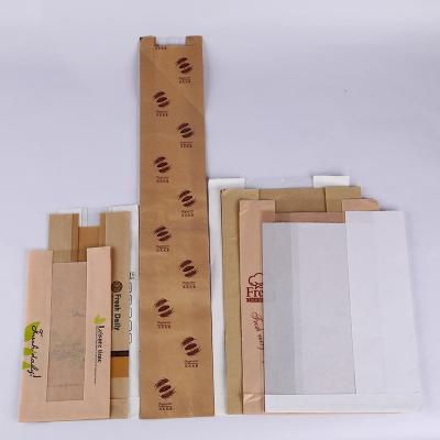 Cina Sacchetto di carta kraft impermeabile per pane da forno con stampa in gravura e finestra di plastica in vendita