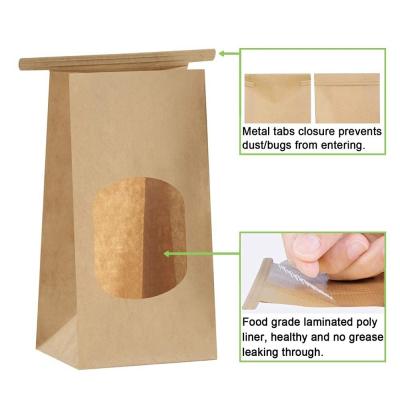 Cina Sacchetto di carta Kraft con finestra chiara per i chicchi di caffè stile di imballaggio di lusso in vendita