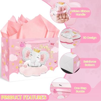 Cina Cartone animato personalizzato per bambini rosa con maniglia e nastro in vendita