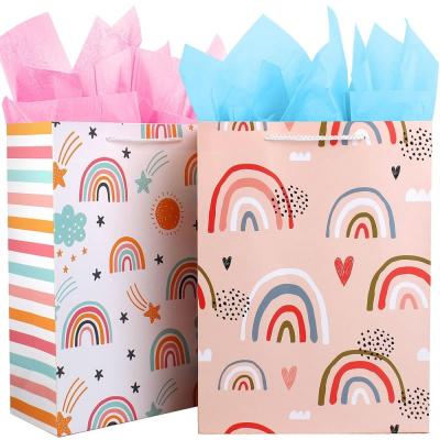 Cina Borsa di carta portatile Cartoon Cute Kids Party Gift Tote con stampa offset a 4 colori CMYK in vendita
