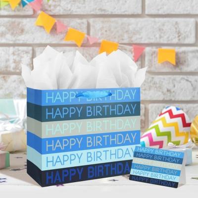 Cina CMYK 4 colori Offset Stampa regalo di compleanno Buona giornata Acquisti Borsa di carta con logo personalizzato in vendita
