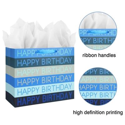 Cina CMYK 4 colori Offset Stampa regalo di compleanno Buona giornata Acquisti Borsa di carta con logo personalizzato in vendita