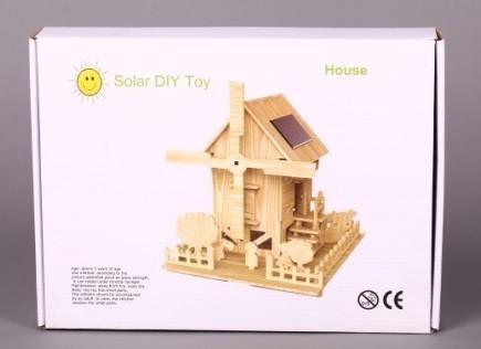 Quality Environmental Solar Windmill Toy House DIY Educational Wooden Toy For Kids for sale
