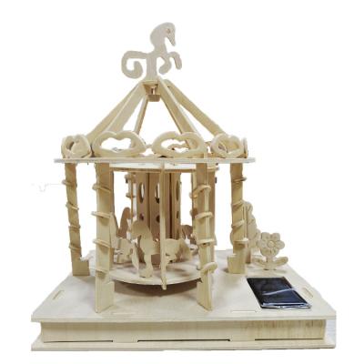 China Solar Toy Diy 3D Playground Puzzle & Games Educational Wooden Toys Children Toys With Solar Panel for sale