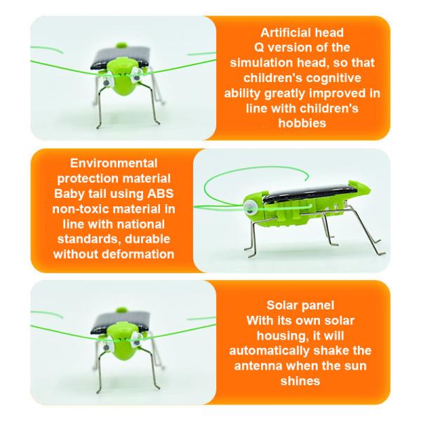 Quality Educational Mini Solar Toys Plastic Locust Solar Powered Grasshopper Customized for sale