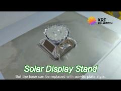 customized lotus solar powered turntable stand gold / silver show case 360 degree
