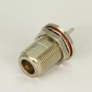 China Male Female N Type Bulkhead Connector Brass Gold For RG178 Or RG316 for sale