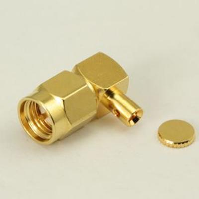 China SMA Male Right Angle Connector Brass Gold Plated For RG58 18G High Reliability for sale