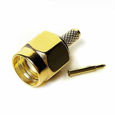 China Brass SMA RF Connector Male Plug Gold Plating Brass Solder Contact Termination for sale