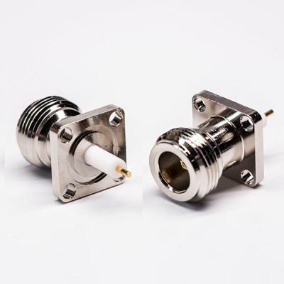 China Female 50 Ohm N Connector JACK Waterproof 4 Holes Square Flange High Precision for sale