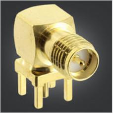 China Durable SMA RF Connector Reverse Polarity SMA Male Right Angle Jack For PCB Mount for sale