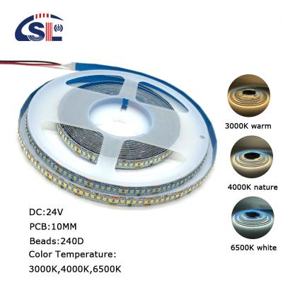 China 12v24v 240leds 10mm 3000K 4000K 6500K Die-Cutting Board dual color SMD2835 Led Strip Light for sale
