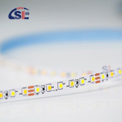 China CCT 12V24V 8mm 120leds 3000K-6500K Flexible Dual Color Electroplate SMD2835 LED Strip Light for sale