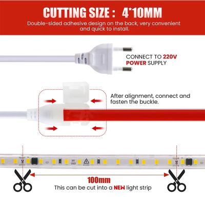 China 4000K High Brightness Electroplate 110v220v 10mm CE RoHs Ra80 SMD2835 Led Strip Light for sale
