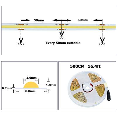 China 8mm10mm width DC12V24V 3000K4000K6500K flexible COB Led Strip Light with Material for sale