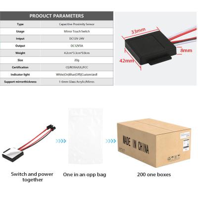 China SL 12V 5A 60W Smart Light Sensor Touch Switch for Bathroom Mirror Sensing Range 1-6mm for sale