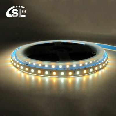 China Hotel CCT 12V24V 8mm 120leds 3000K-6500K Warm White-White Dual Color 35Copper SMD2835 LED Strip Light IP20 for sale