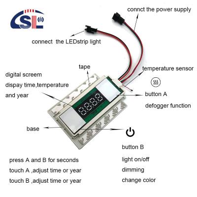 China Time Display Slim DC12V 5A 60W Defogger LED Light Mirror Touch Sensor Stepless Dimmer Switch for sale