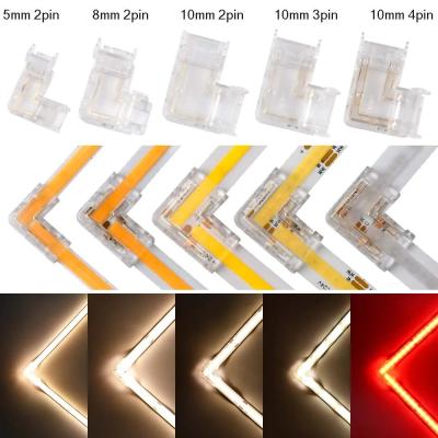 China 90 Degree L Shape Crystal Buckle for COB LED Strip Connector Seamless 2/3pin 5/8/10mm for sale