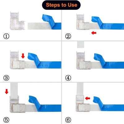 China 90 Degree L Shape Crystal Buckle for COB LED Strip Connector Seamless 2/3pin 5/8/10mm for sale