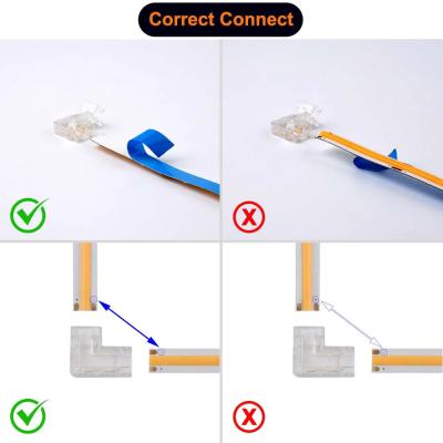 China 90 Degree L Shape Crystal Buckle for COB LED Strip Connector Seamless 2/3pin 5/8/10mm for sale