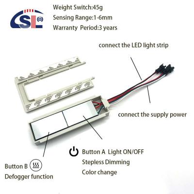 China Double Key Dimmer Defogger Touch Switch Sensor For Lighted Bathroom Mirror 12v 5A 60W Three Colors LED Smart for sale