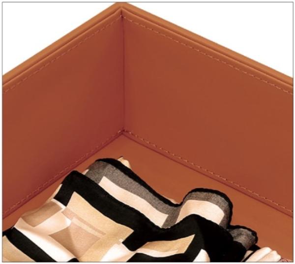 Quality Italian Style Leather Drawer Organizer Open Top Design With Zinc Alloy Pull for sale