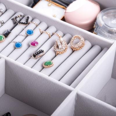China High Quality MDF Velvet Wardrobe Jewelry Tray Inserts | Modular Drawer Organizer with Ring Slots for sale