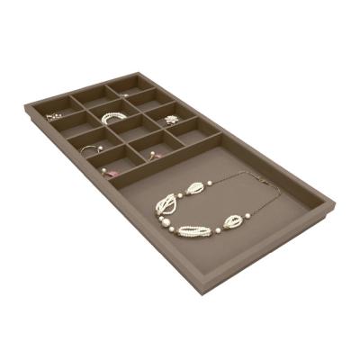 China Premium PVC Leather Jewelry Organizer Tray Modular E0 MDF Wardrobe Storage Trays for sale