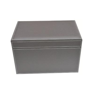 China Decorative Faux Leather Closet Storage Boxes With Lid Handcrafted MDF Frame for sale