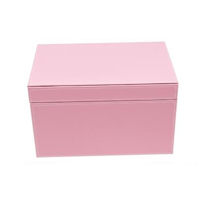 China Decorative Faux Leather Closet Storage Boxes With Lid Handcrafted MDF Frame for sale